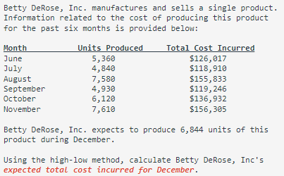 Solved Betty DeRose, Inc. manufactures and sells a single | Chegg.com