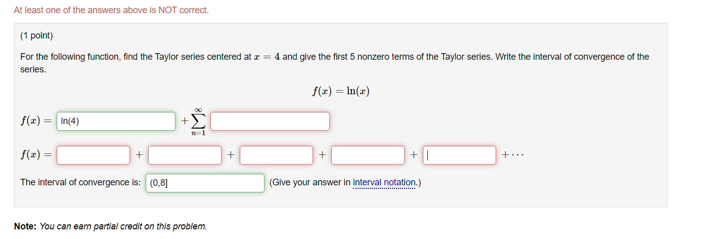 Solved At least one of the answers above is NOT correct. (1 | Chegg.com