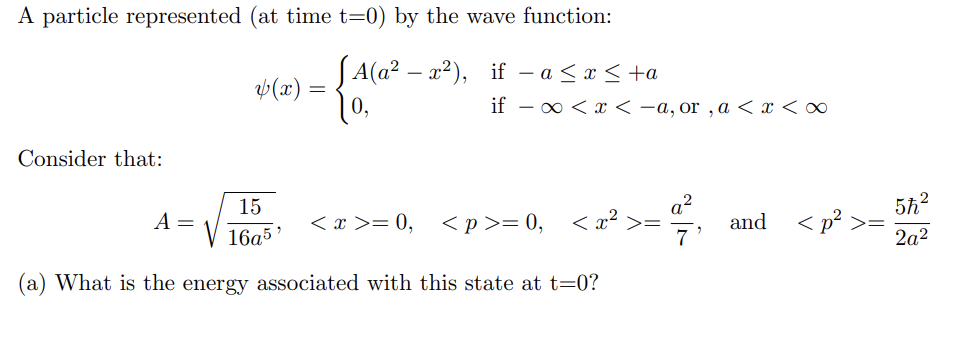 A particle represented (at time t=0 ) by the wave | Chegg.com