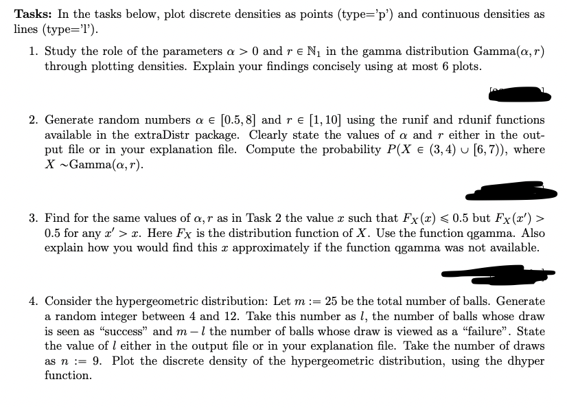Solved Tasks: In the tasks below, plot discrete densities as | Chegg.com