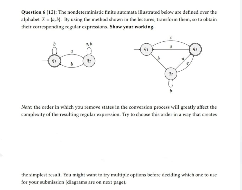 Solved Question 6 12 The Nondeterministic Finite Automata