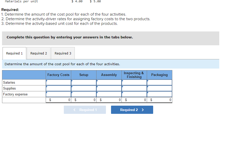 Solved Determine the activity-based unit cost for each of | Chegg.com
