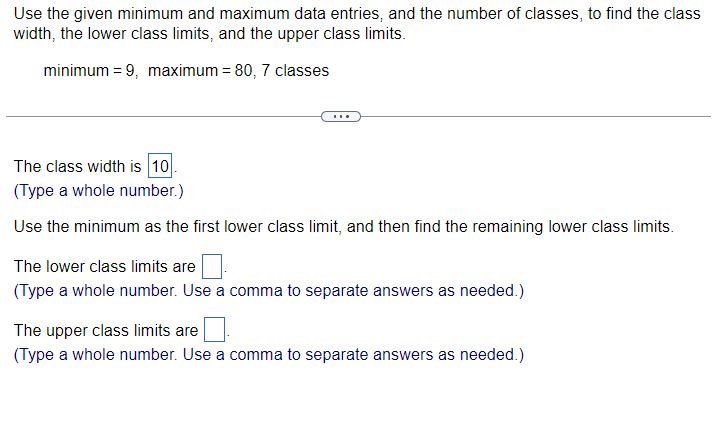 Solved Use the given minimum and maximum data entries, and | Chegg.com
