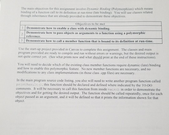 The main objectives for this assignment involve | Chegg.com