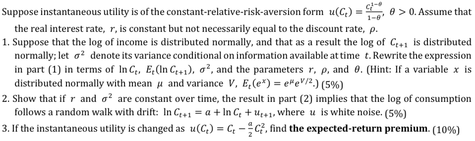 Solved Suppose instantaneous utility is of the | Chegg.com