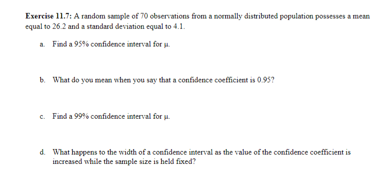 Solved Exercise 11.7: A random sample of 70 observations | Chegg.com