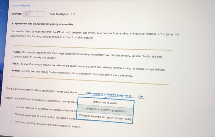 Solved Back to Assignment 1/2 Keep the Highest: Attempts: 8. | Chegg.com
