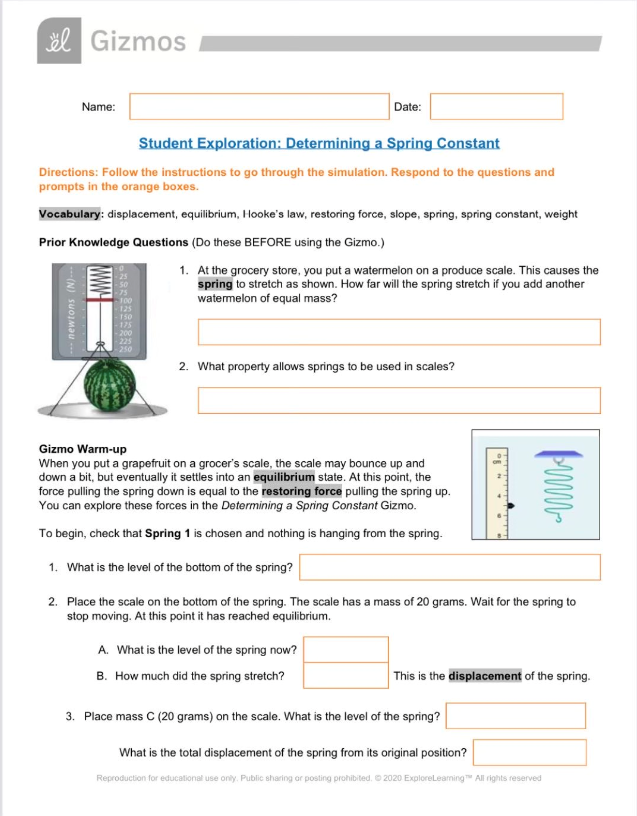 Solved ël Gizmos Name: Date: Student Exploration: | Chegg.com