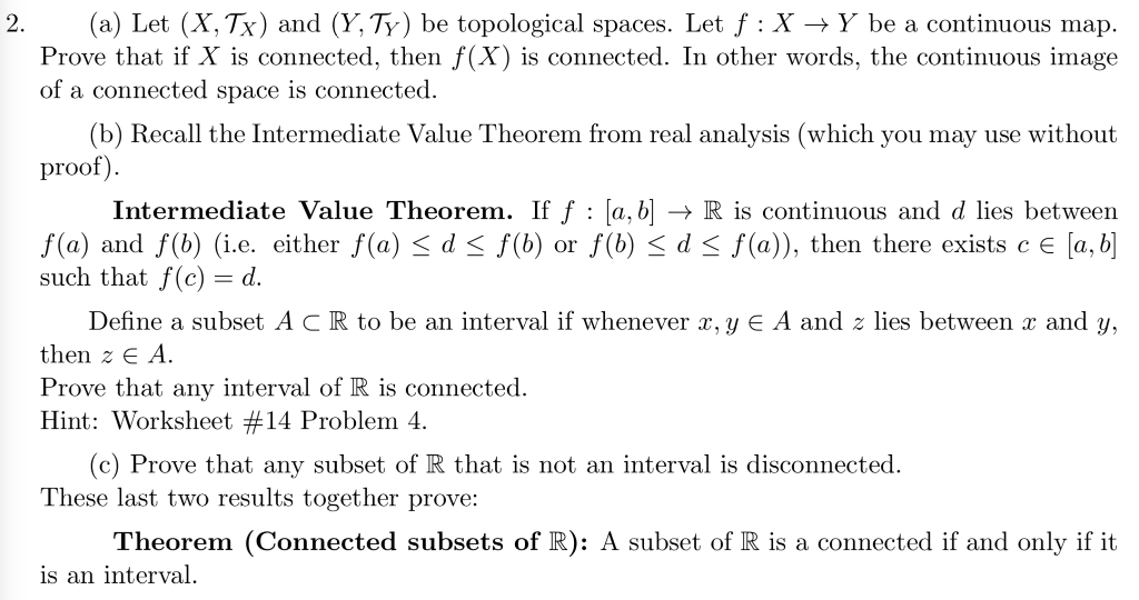 Solved 2. (a) Let (X, Tx) and (Y, Ty) be topological spaces. | Chegg.com