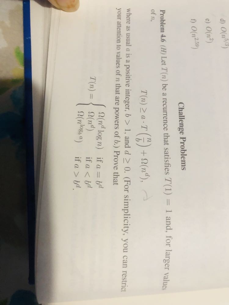 Solved d) O(n5/3) e) O(n2) f) O(n2.59) Challenge Problems | Chegg.com
