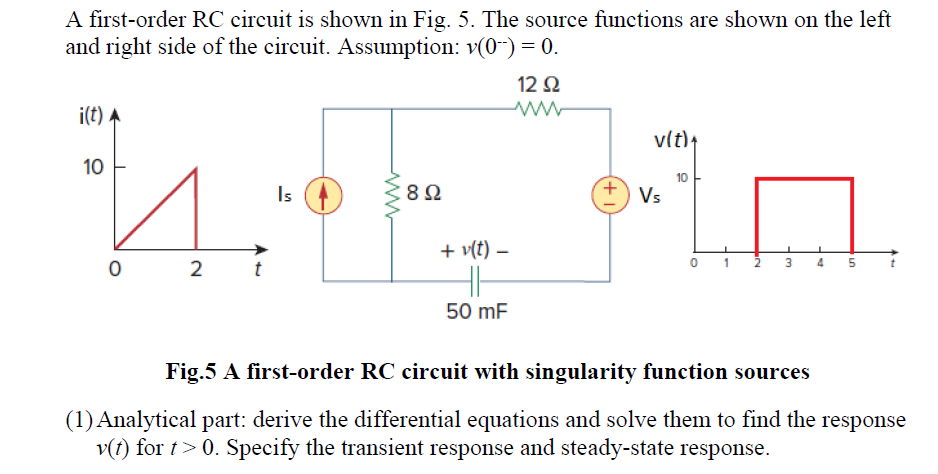 Solved A first-order RC circuit is shown in Fig. 5. The | Chegg.com