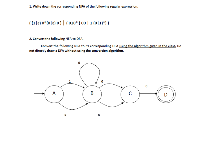 Solved 1. Write down the corresponding NFA of the following | Chegg.com