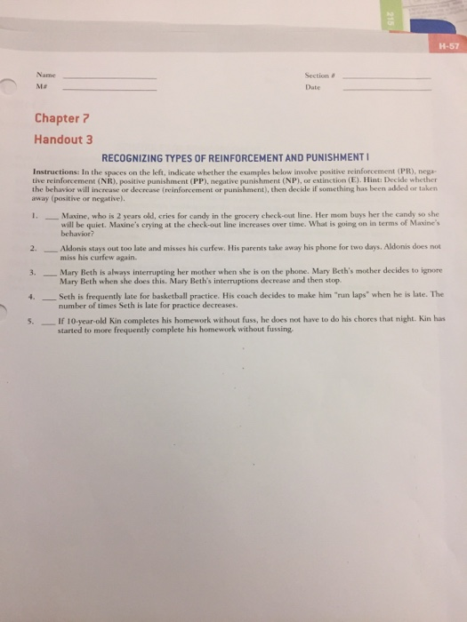 Solved H-57 Name Section & Ma Chapter 7 Handout 3 | Chegg.com