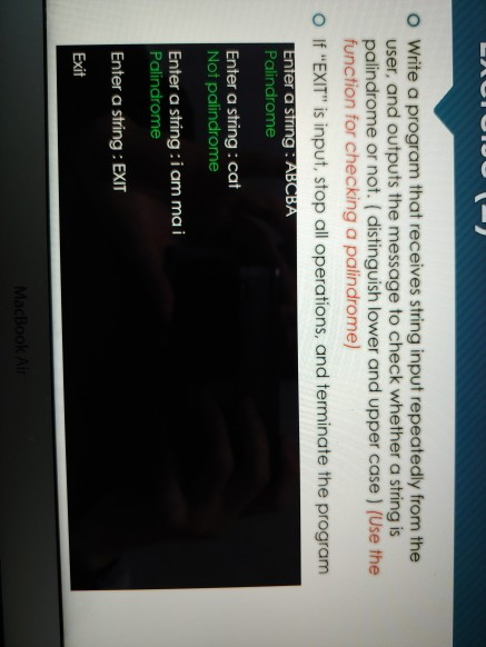 o Write a program that receives string input | Chegg.com