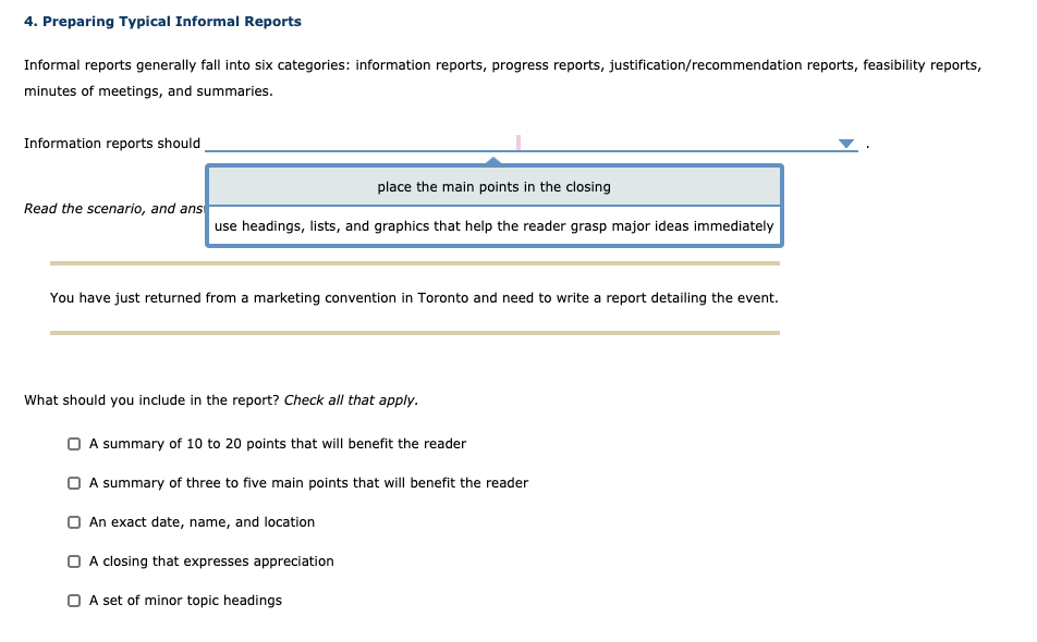 Solved 4. Preparing Typical Informal Reports Informal | Chegg.com