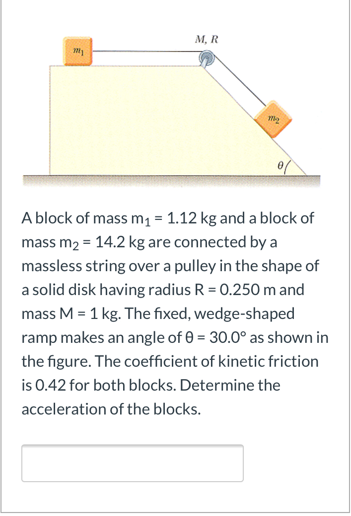 Solved A block of mass m1 = 1.12 kg and a block of mass m2 = | Chegg.com