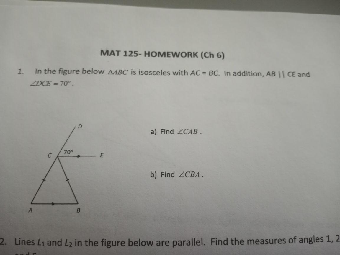 Solved MAT 125- HOMEWORK (Ch 6) 1. In the figure below AABC | Chegg.com