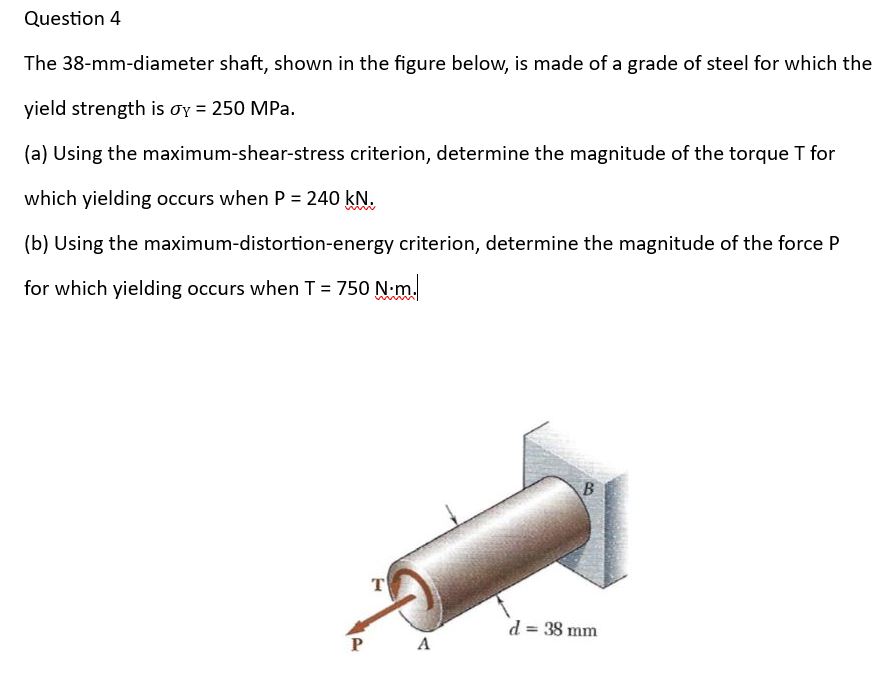 Solved The 38-mm-diameter shaft, shown in the figure below, | Chegg.com
