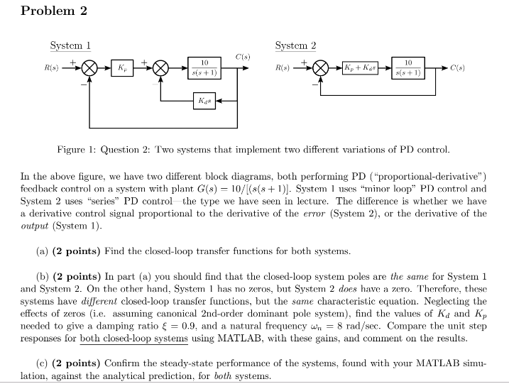 Solved Problem 2 System1 System 2 Cis) 10 10 R(s) C(s) sis | Chegg.com