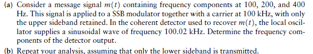 Solved (a) Consider a message signal m(t) containing | Chegg.com