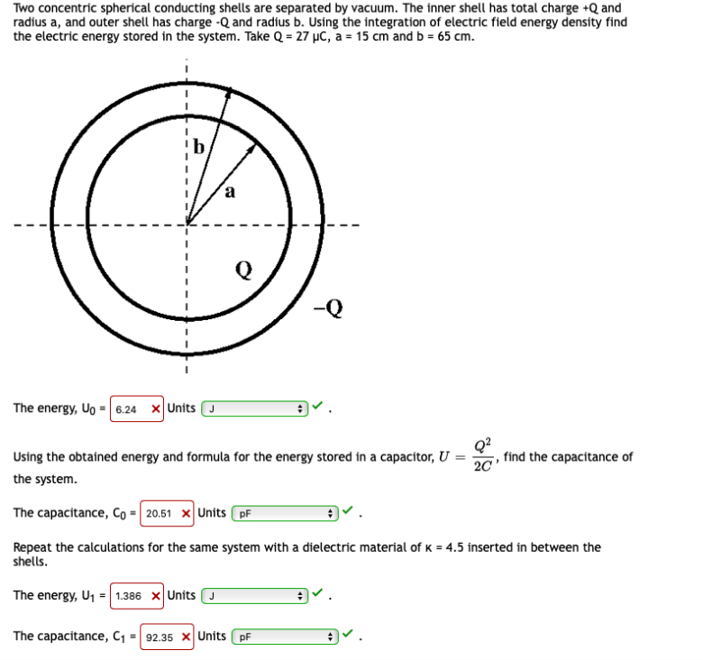 Solved Two concentric spherical conducting shells are | Chegg.com