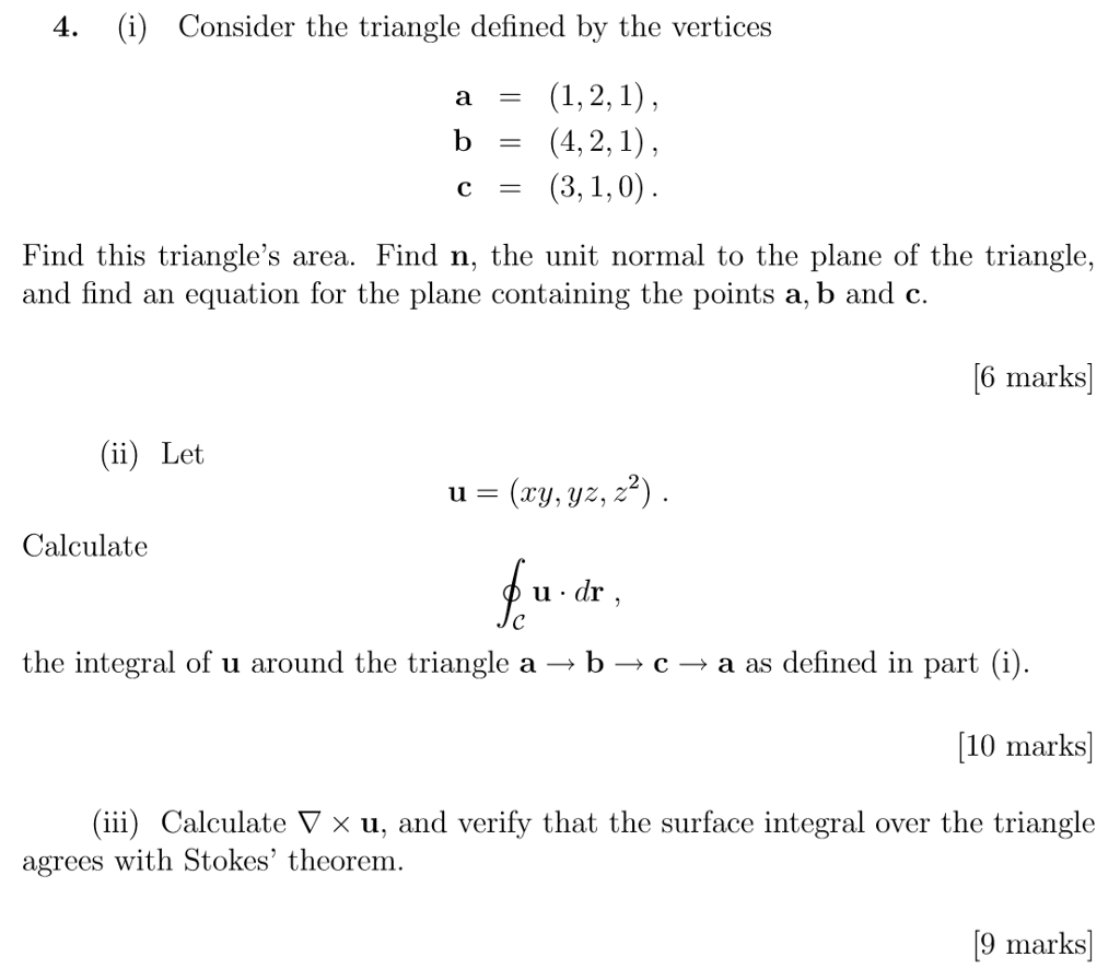 Solved 4. (i) Consider the triangle defined by the vertices | Chegg.com