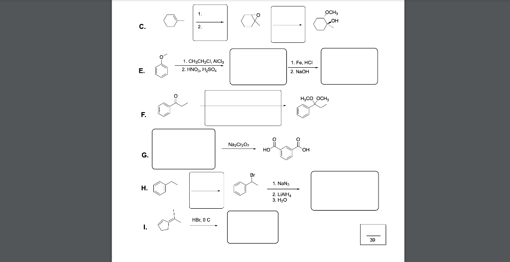 Solved СК OCH, OH C. T 1. CH CH CI, AICI: 2. HNO3 H2SO4 1. | Chegg.com