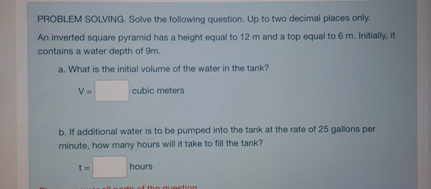 Solved PROBLEM SOLVING. Solve the following question. Up to | Chegg.com