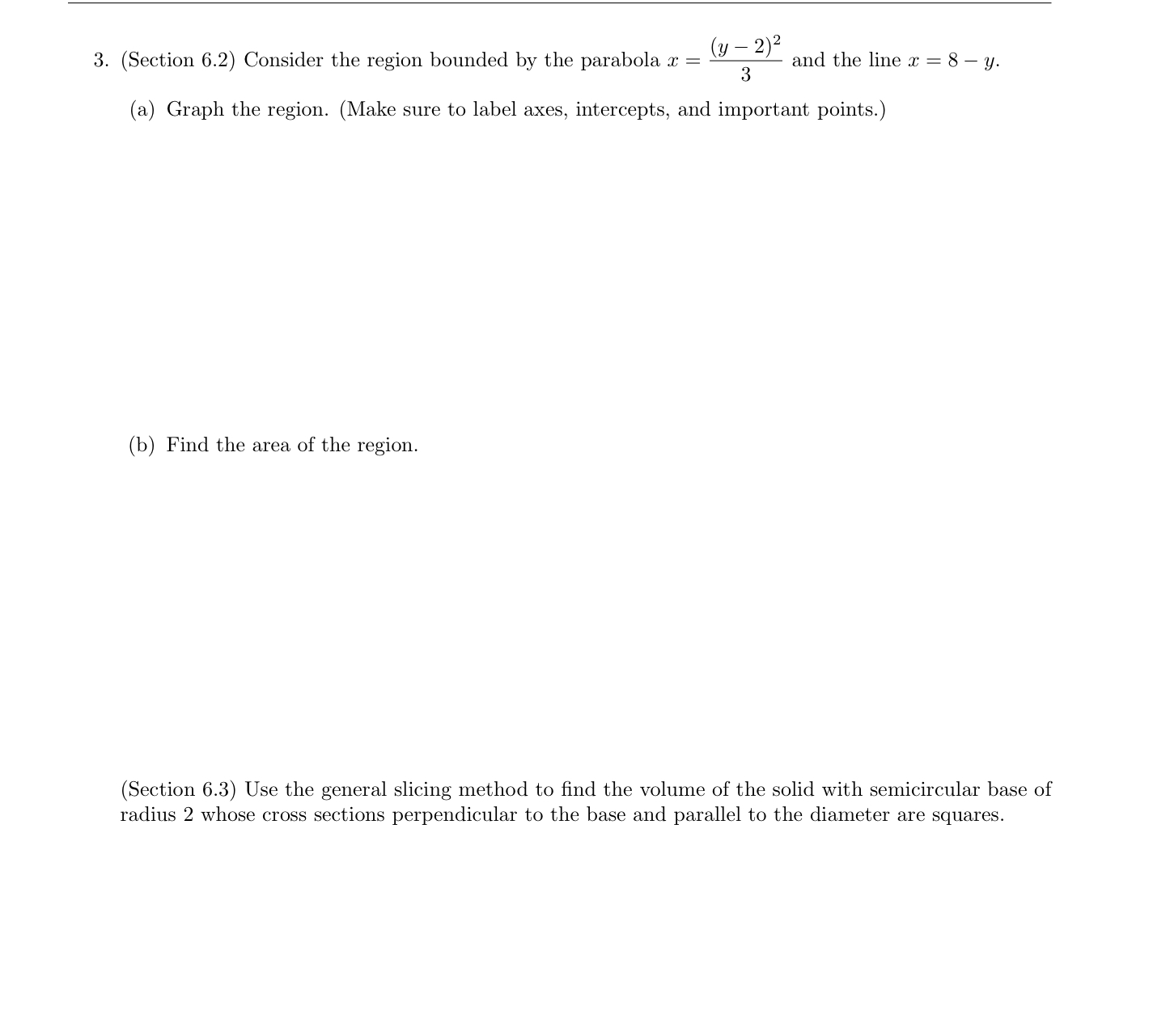 Solved (Section 6.2) ﻿Consider the region bounded by the | Chegg.com