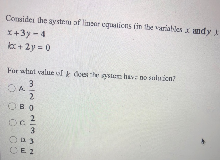Solved Consider the system of linear equations (in the | Chegg.com