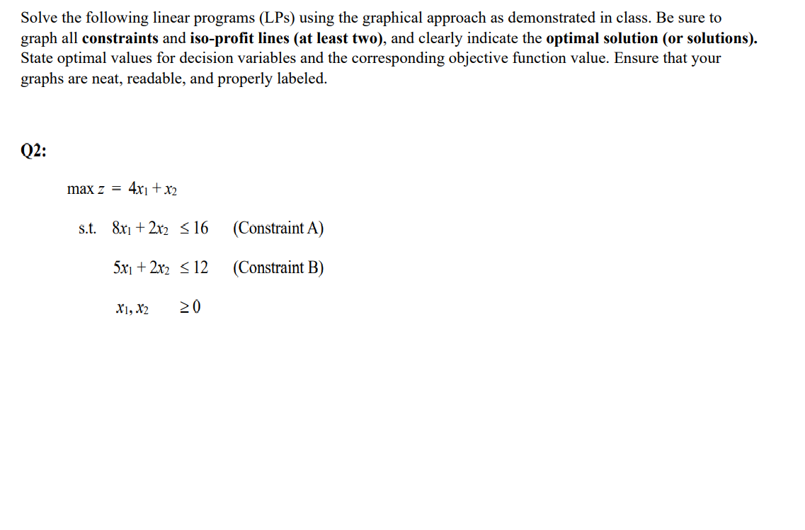Solved Solve the following linear programs (LPs) ﻿using the | Chegg.com
