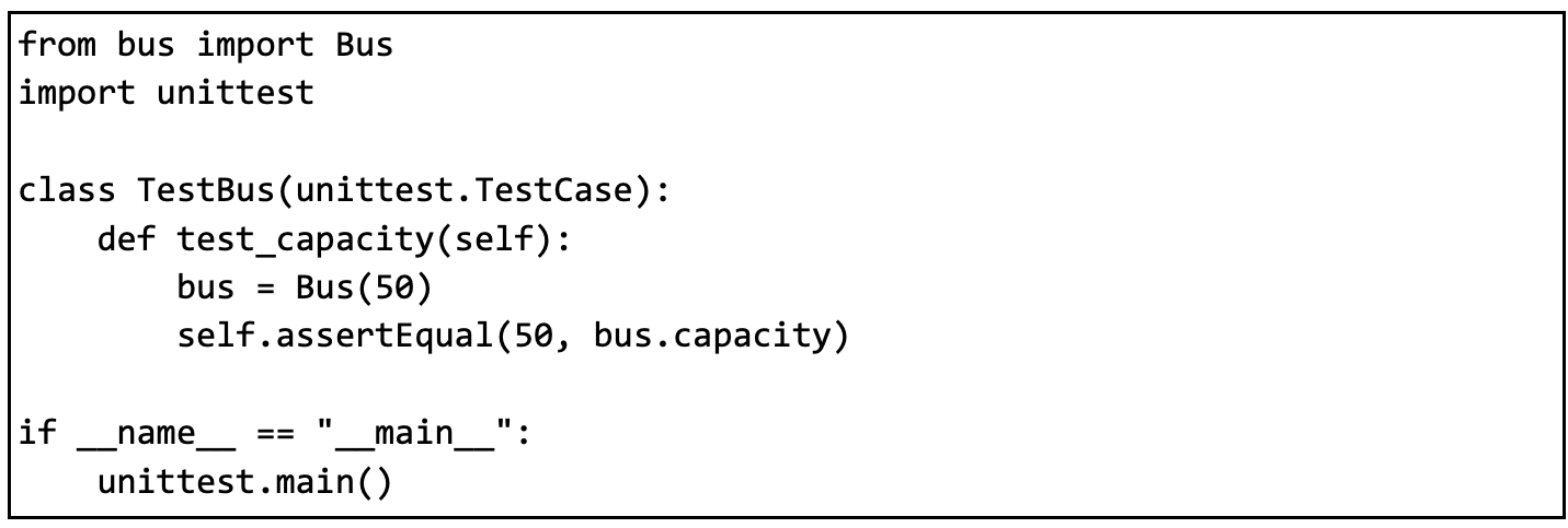 Solved Can you help me write the test_bus.py base on the | Chegg.com