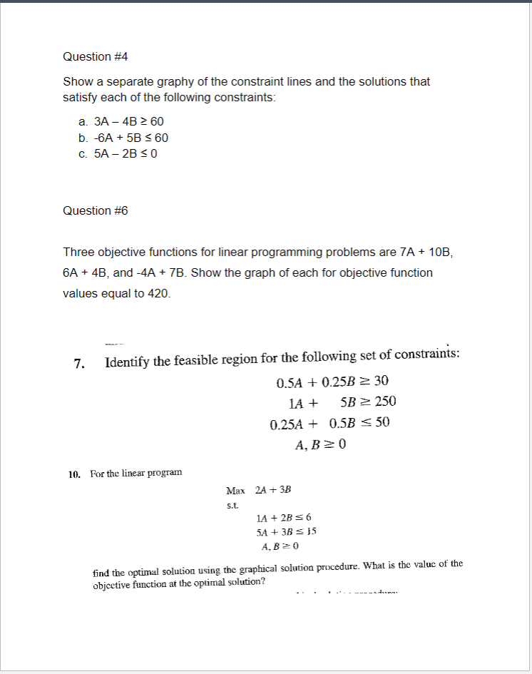 Solved Show a separate graphy of the constraint lines and | Chegg.com