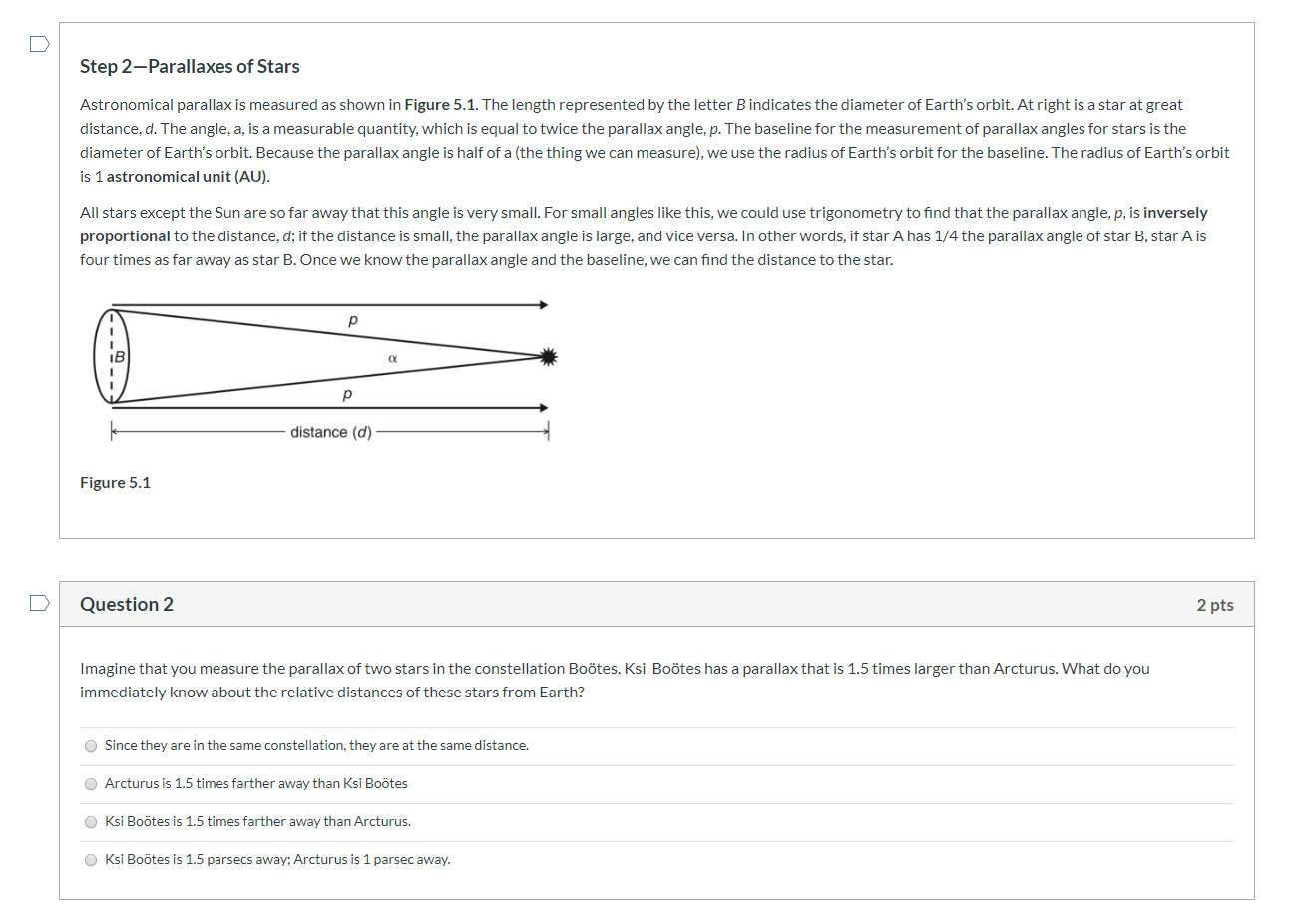Solved Step 2-Parallaxes of Stars Astronomical parallax is | Chegg.com