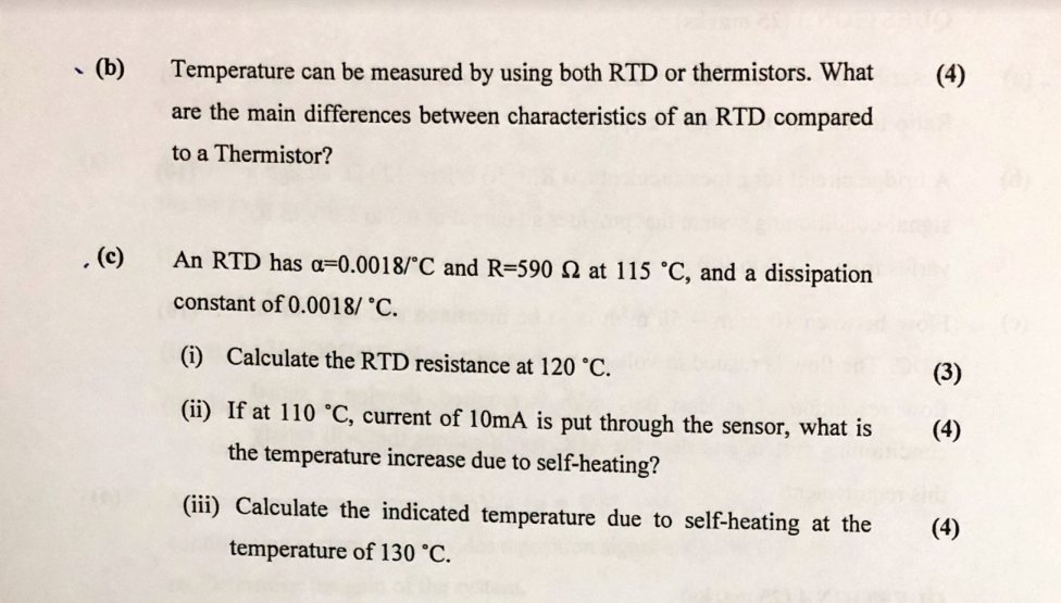 Solved (b) Temperature can be measured by using both RTD or | Chegg.com