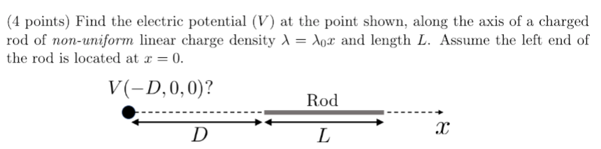 Solved (4 points) Find the electric potential (V) at the | Chegg.com