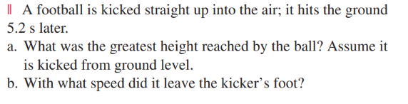 Solved A football is kicked straight up into the air; it | Chegg.com
