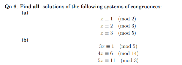 Solved Qn 6. ﻿Find all solutions of ﻿the following systems | Chegg.com