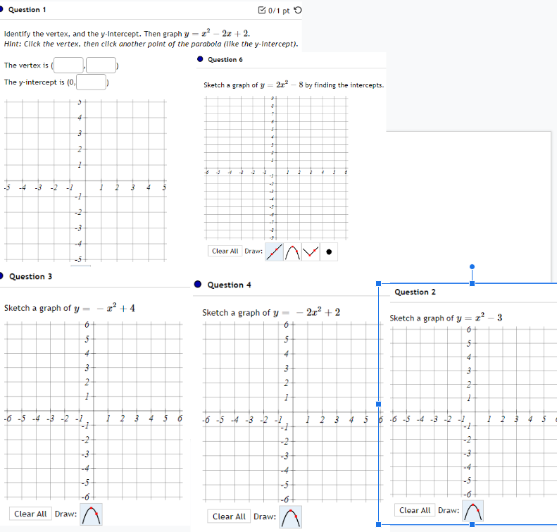 Solved Identify the vertex, and the y-intercept. Then graph | Chegg.com