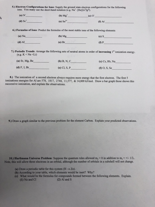 Solved Problem Set 4 Name Date: Lab Section: Atomic | Chegg.com