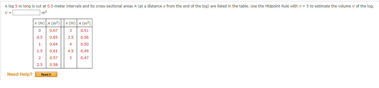 Solved A log 5 m long is cut at 0.5-meter intervals and its | Chegg.com