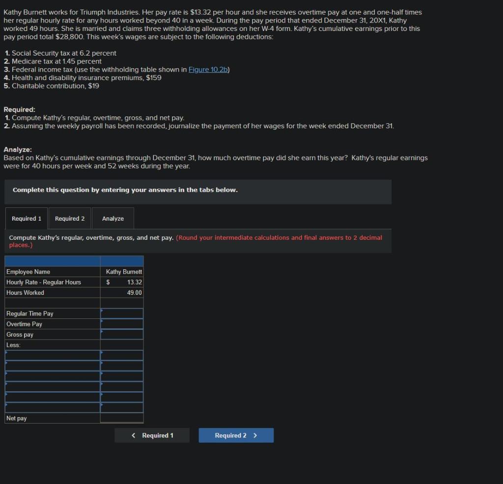 Analyze: Based on Kathy's cumulative earnings through | Chegg.com