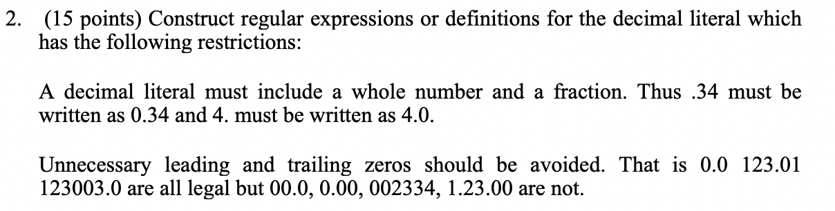 Solved 2. (15 points) Construct regular expressions or | Chegg.com
