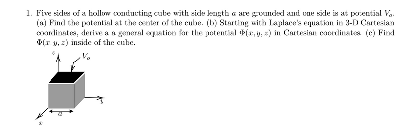 Solved 1. Five sides of a hollow conducting cube with side | Chegg.com