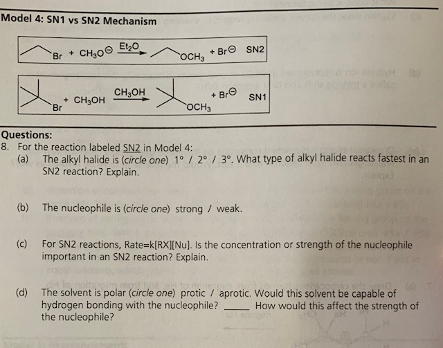 Solved Model 4: SN1 vs SN2 Mechanism Et20 Br + CH30 OCH3 + | Chegg.com