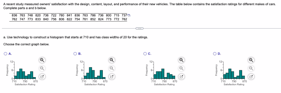 Solved A recent study measured owners' satisfaction with the | Chegg.com