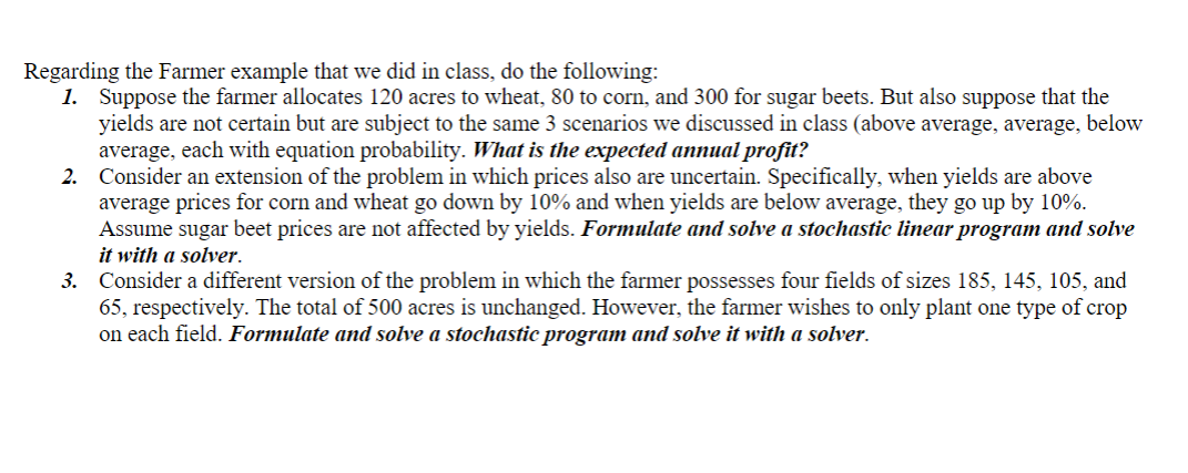 Solved Regarding the Farmer example that we did in class, do | Chegg.com