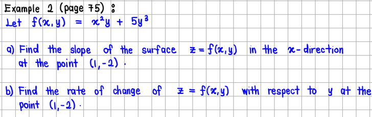Solved Example 2 (page 75) : Let f(x, y) x2y + 5y 3 = a) | Chegg.com