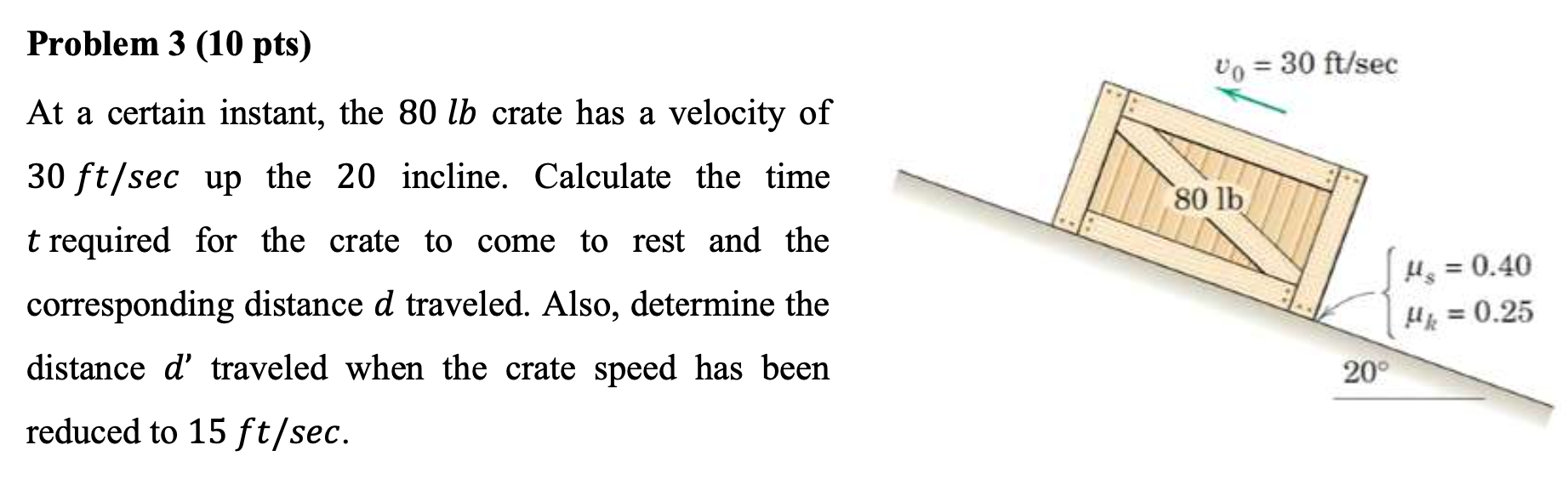 Solved At a certain instant, the 80lb crate has a velocity | Chegg.com