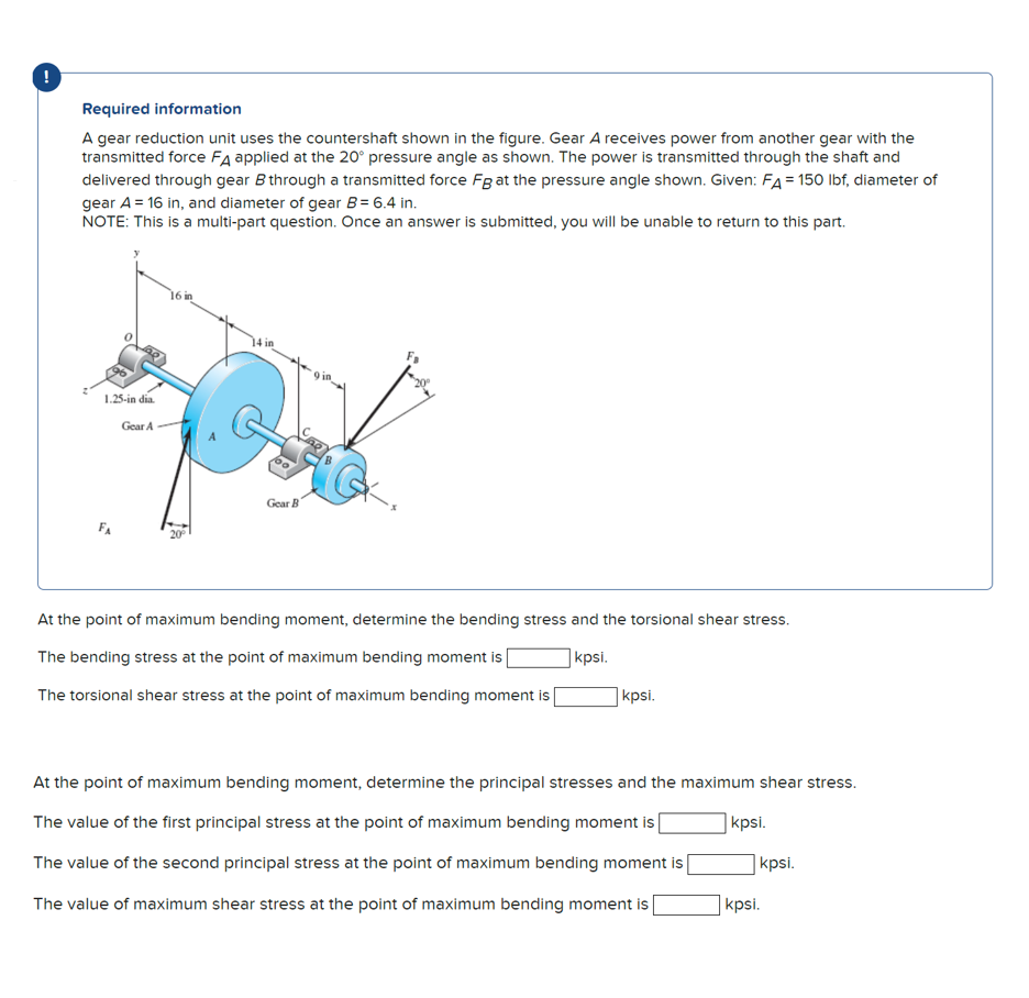 Solved Required information A gear reduction unit uses the | Chegg.com
